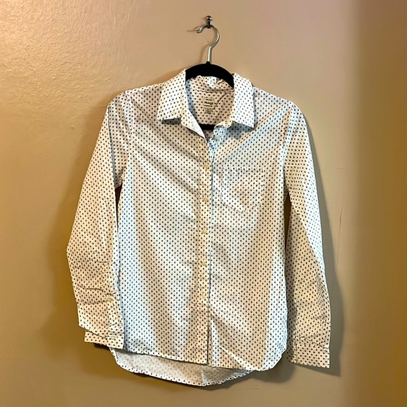 Madewell | Tops | Madewell White Button Up Blue Mini Anchor Print Xs ...